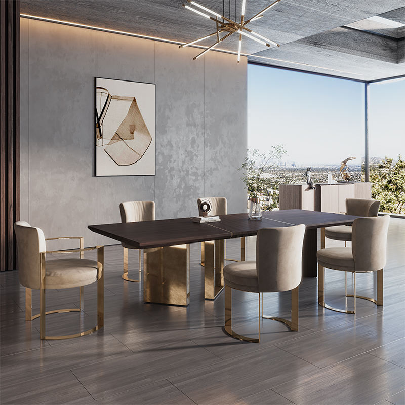 Italian modern luxury solid wood oak dining tables and 6 chairs set ...